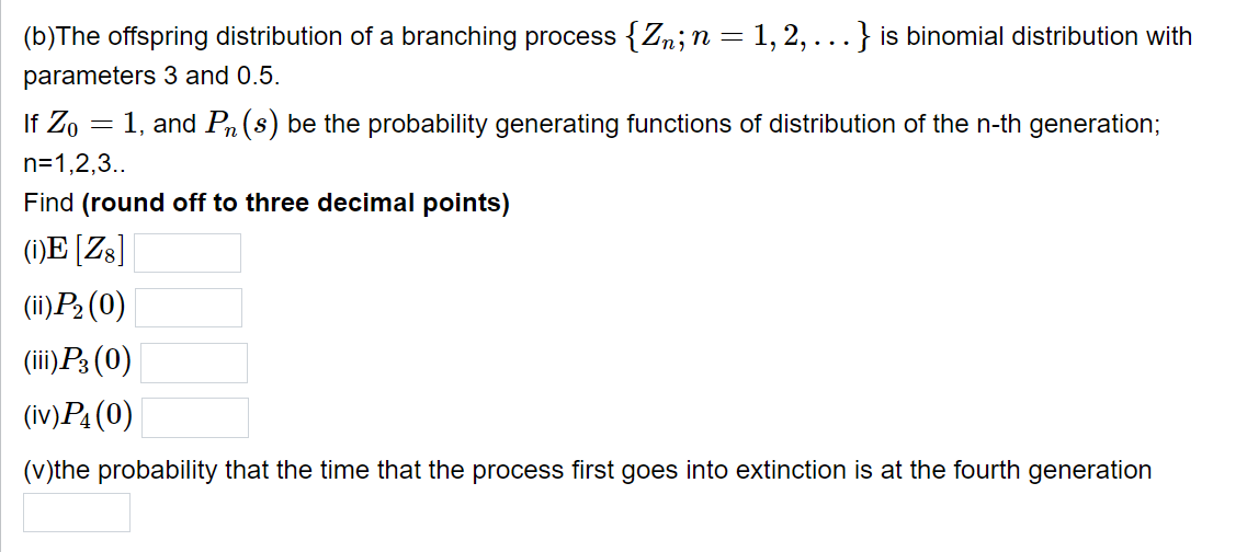 Solved (b)The offspring distribution of a branching process | Chegg.com