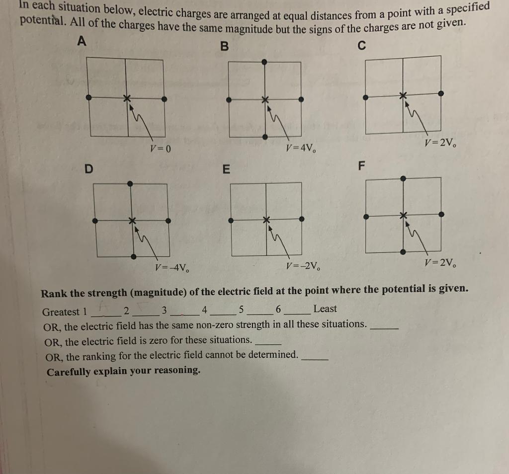 Solved In each situation below, electric charges are | Chegg.com