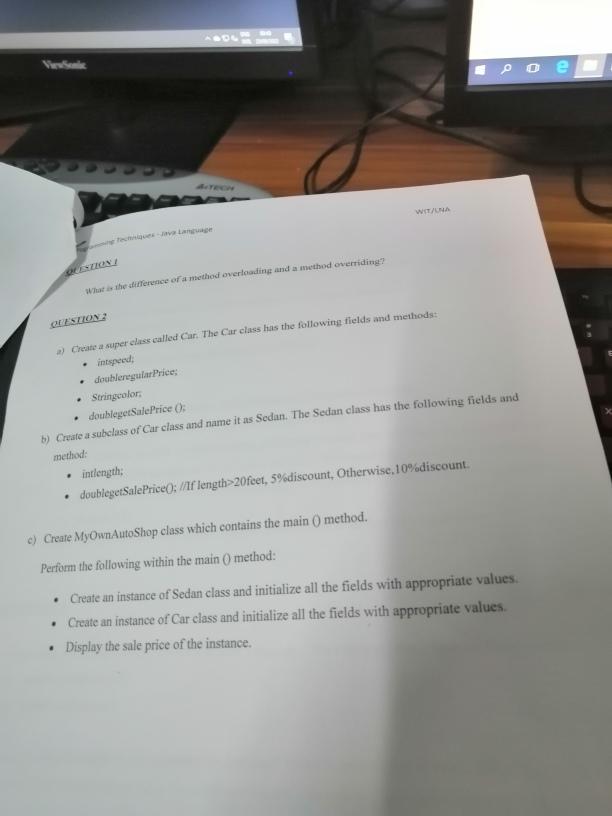 Solved What is the alfference of a method overloading and a | Chegg.com