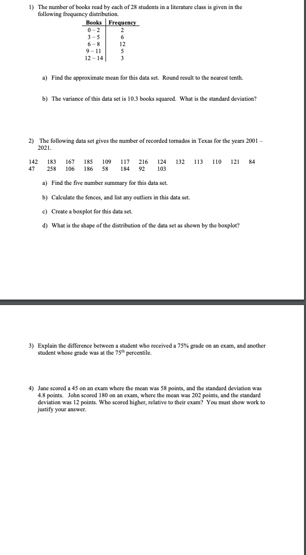 Solved 1) The number of books read by each of 28 students in | Chegg.com