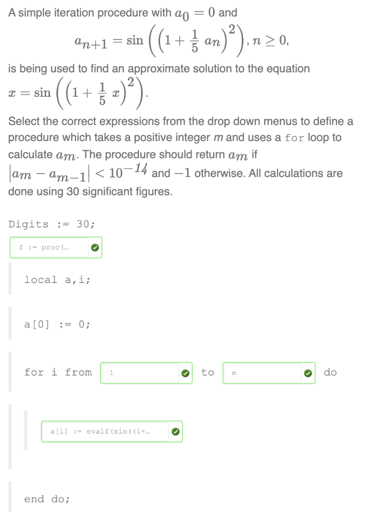 A simple iteration procedure with a0=0 and | Chegg.com
