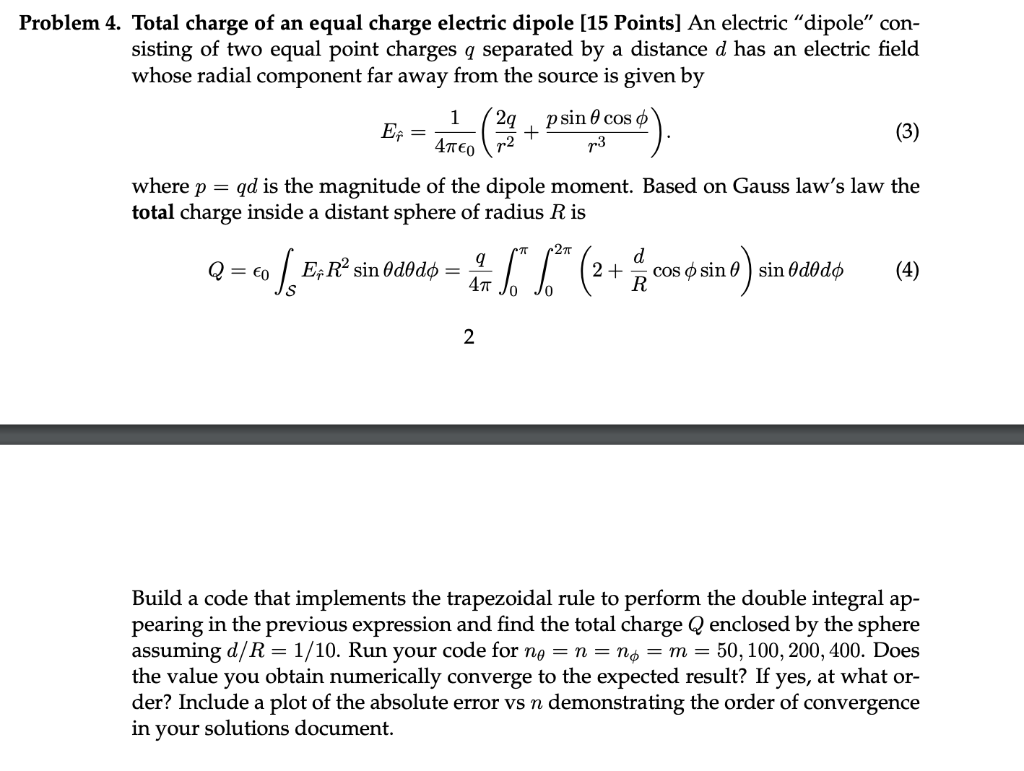 Solved Problem 4. Total charge of an equal charge electric | Chegg.com