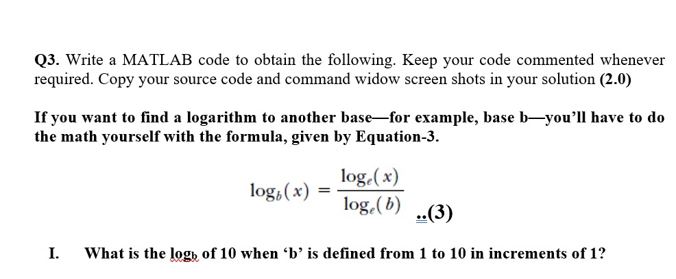 Solved Q3. Write a MATLAB code to obtain the following. Keep | Chegg.com