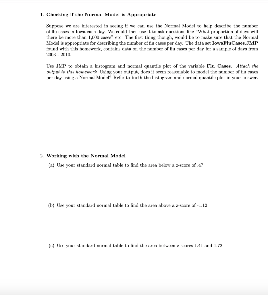 Solved 1. Checking if the Normal Model is Appropriate | Chegg.com