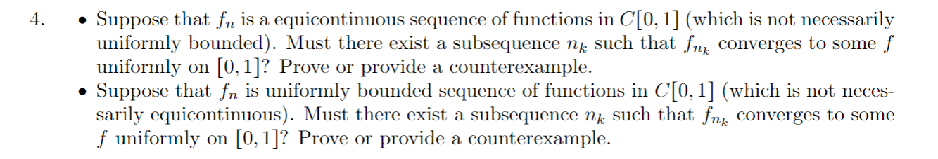 Solved 4. • Suppose that fn is a equicontinuous sequence of | Chegg.com
