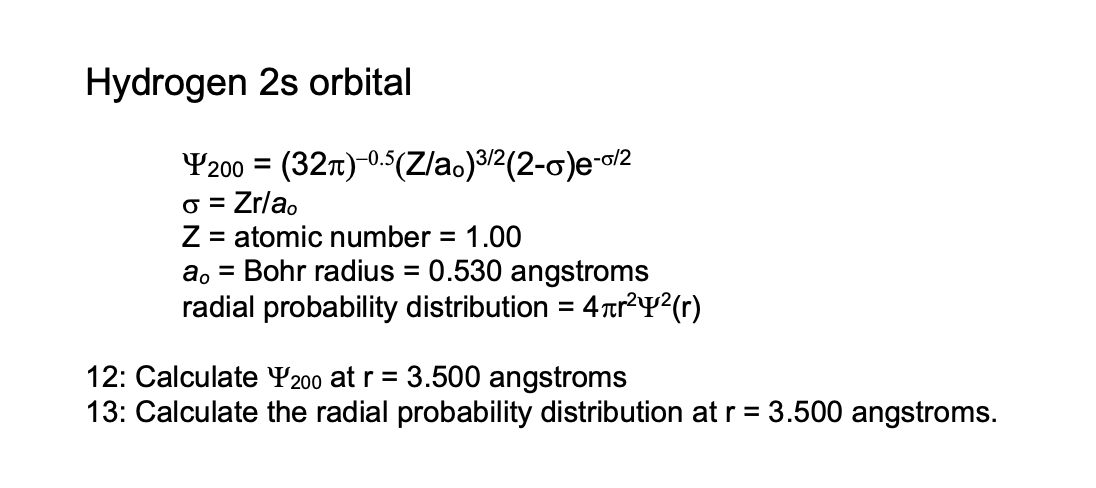 Solved Hydrogen 2s Orbital