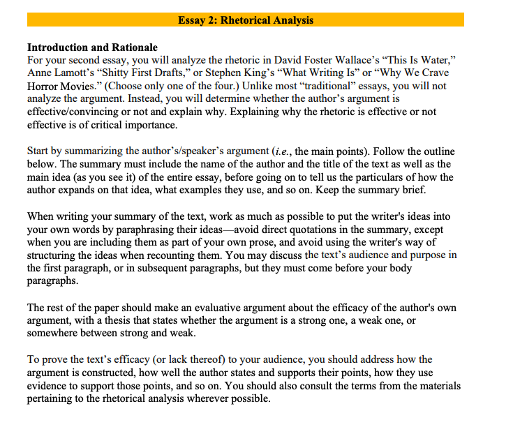 PLEASE HELP ME WRITE A RHETORICAL ANALYSIS ESSAY. YOU | Chegg.com