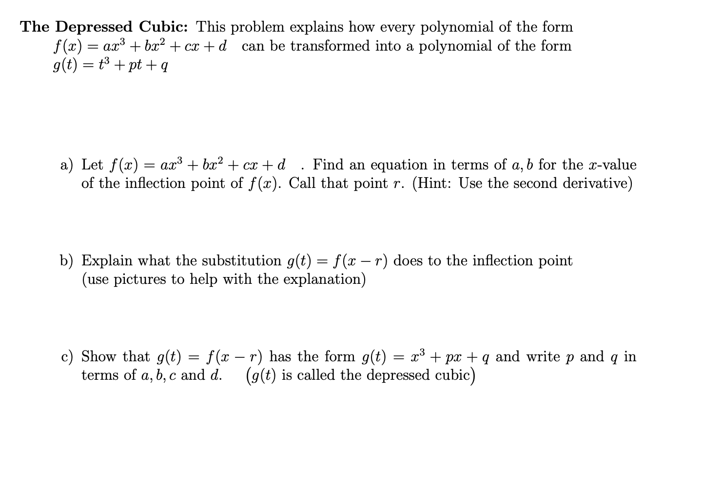 Solved The Depressed Cubic: This problem explains how every | Chegg.com
