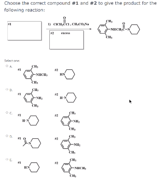 Solved Choose the correct compound #1 and #2 to give the | Chegg.com
