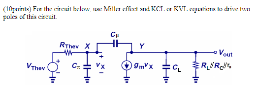 Solved (10points) For the circuit below, use Miller effect | Chegg.com