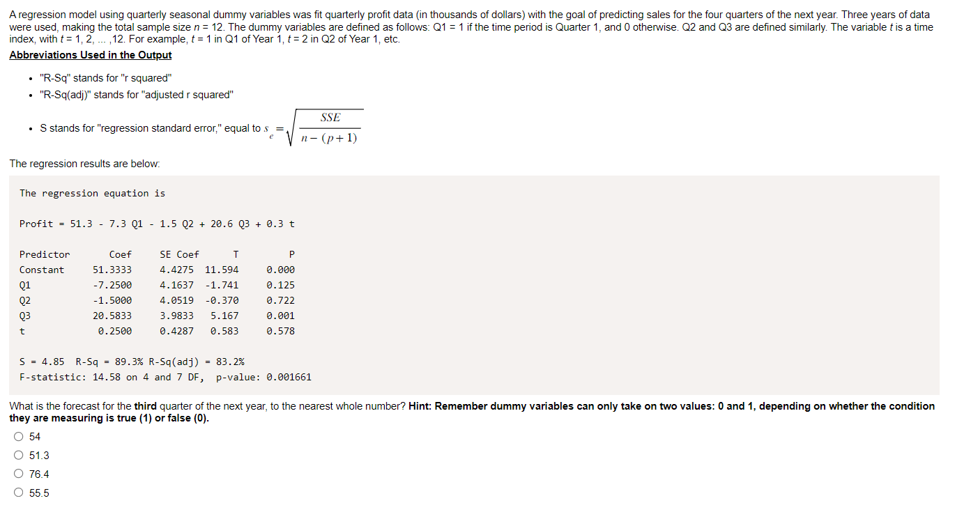 Solved index, with t=1,2,…,12. For example, t=1 in Q1 of | Chegg.com