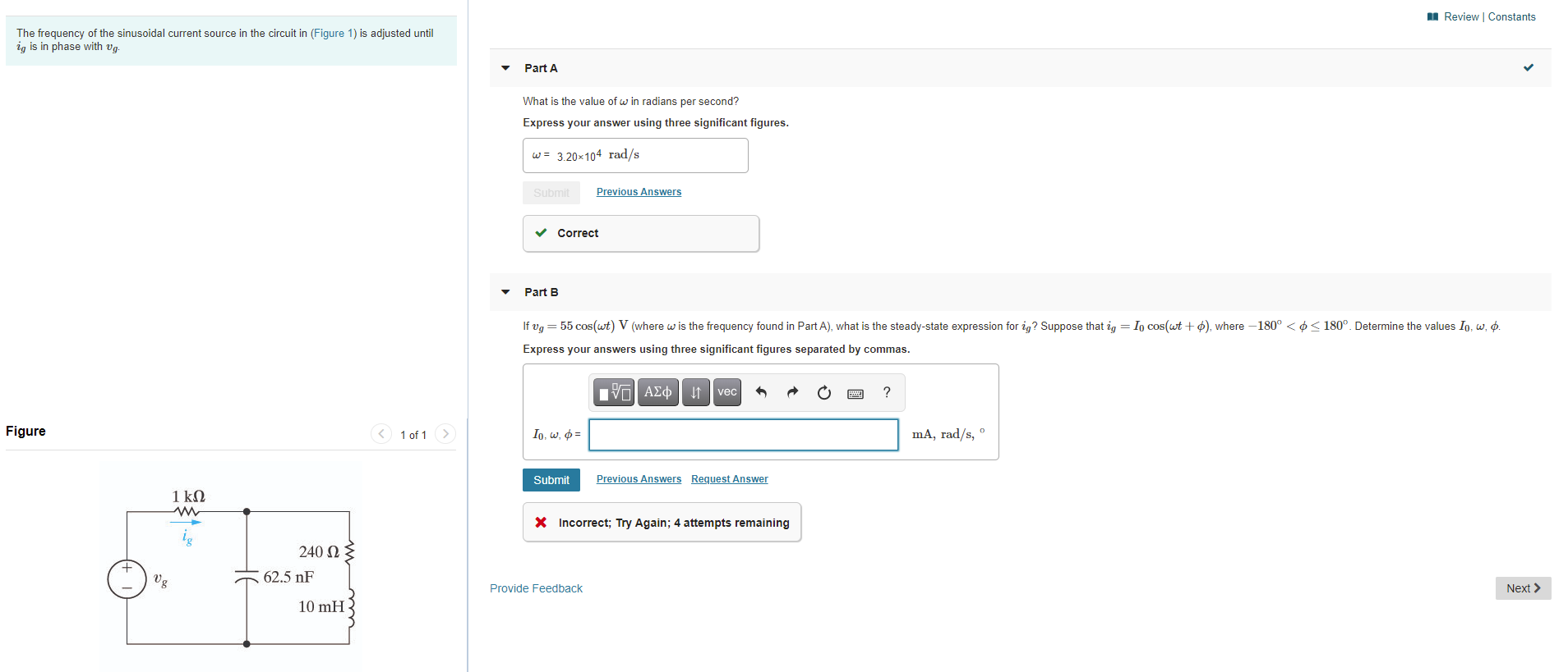 Solved Review | Constants The frequency of the sinusoidal | Chegg.com