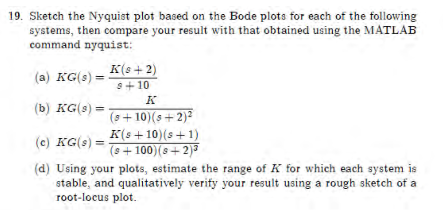 19. Sketch the Nyquist plot based on the Bode plots | Chegg.com