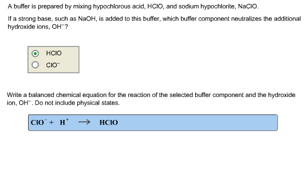 Solved A buffer is prepared by mixing hypochlorous acid, | Chegg.com