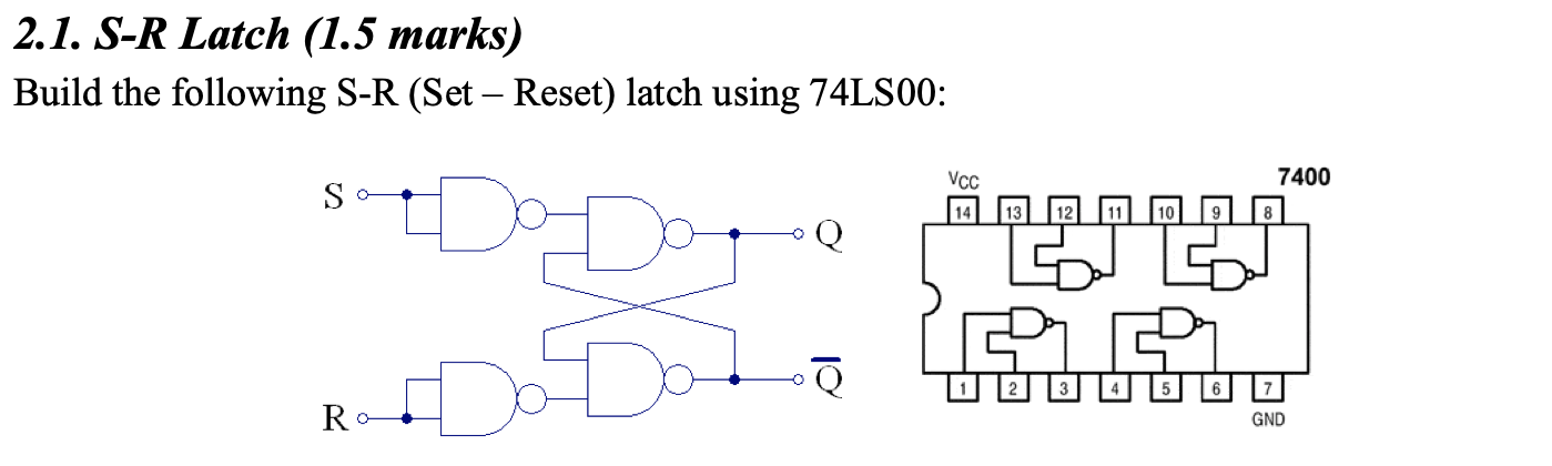 Solved 2.1. S-R Latch (1.5 marks) Build the following S-R | Chegg.com