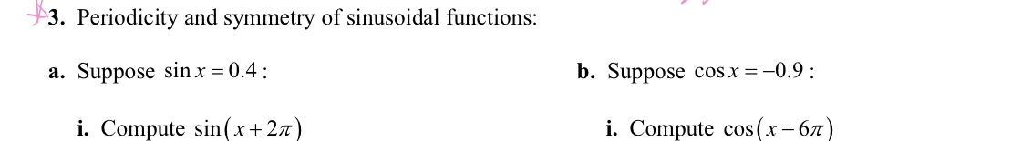 Solved Periodicity and symmetry of sinusoidal functions:a. | Chegg.com