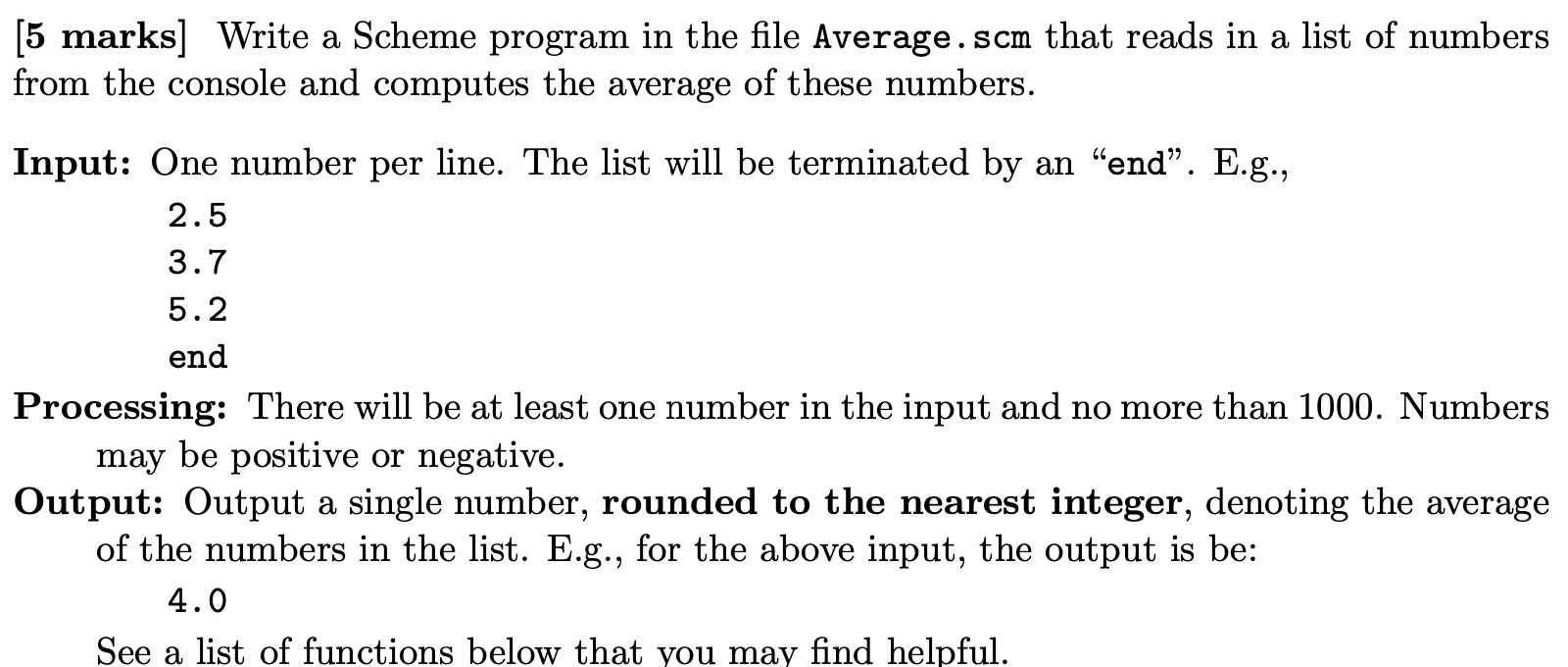 [5 marks] Write a Scheme program in the file | Chegg.com