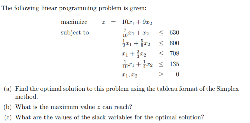 Solved The following linear programming problem is given: | Chegg.com