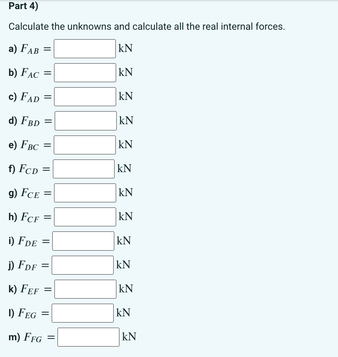 Solved Using the force method, determine all member forces | Chegg.com