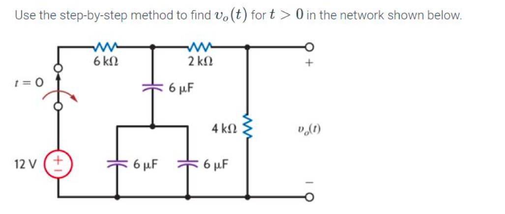 Solved Use the step-by-step method to find vo(t) for t>0 in | Chegg.com