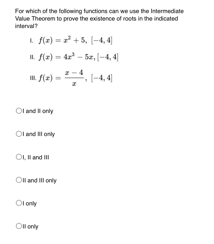 Solved For Which Of The Following Functions Can We Use The