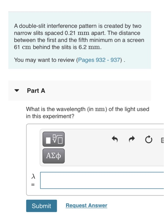 Solved A double-slit interference pattern is created by two | Chegg.com