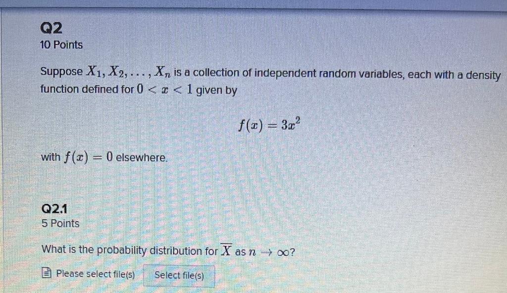 Solved Q2 10 Points Suppose X1, X2,. X, is a collection of | Chegg.com Solved Q2 10 Points Suppose X1, X2,. X, is a collection of | Chegg.com