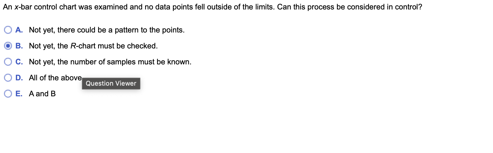 Solved An x-bar control chart was examined and no data | Chegg.com