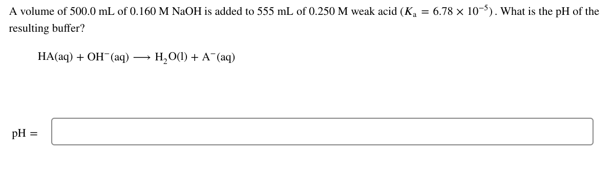 Solved A volume of 500.0 mL500.0 mL of 0.160 M0.160 M | Chegg.com