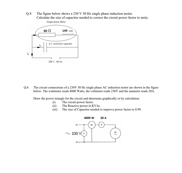 Solved Q.4 ﻿The figure below shows a 230V50Hz ﻿single phase | Chegg.com