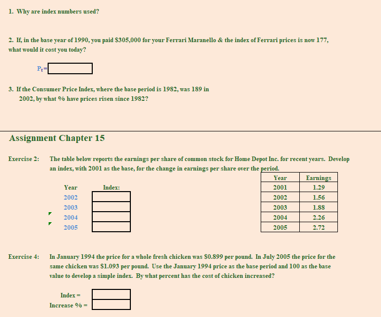 Solved 1. Why are index numbers used? 2. If, in the base | Chegg.com