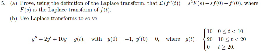 Solved 5. (a) Prove, using the definition of the Laplace | Chegg.com