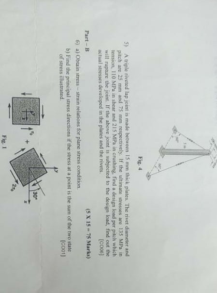 60 Fig. 4 5) A triple riveted lap joint is made | Chegg.com
