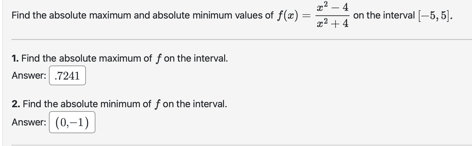 Solved Find the absolute maximum and absolute minimum values | Chegg.com