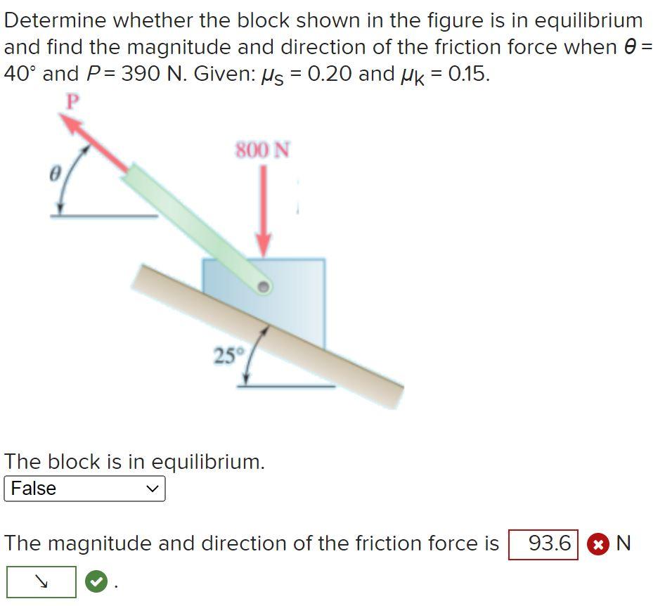 Solved Determine whether the block shown in the figure is in | Chegg.com