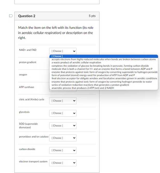Solved Match the item on the left with its function (its | Chegg.com