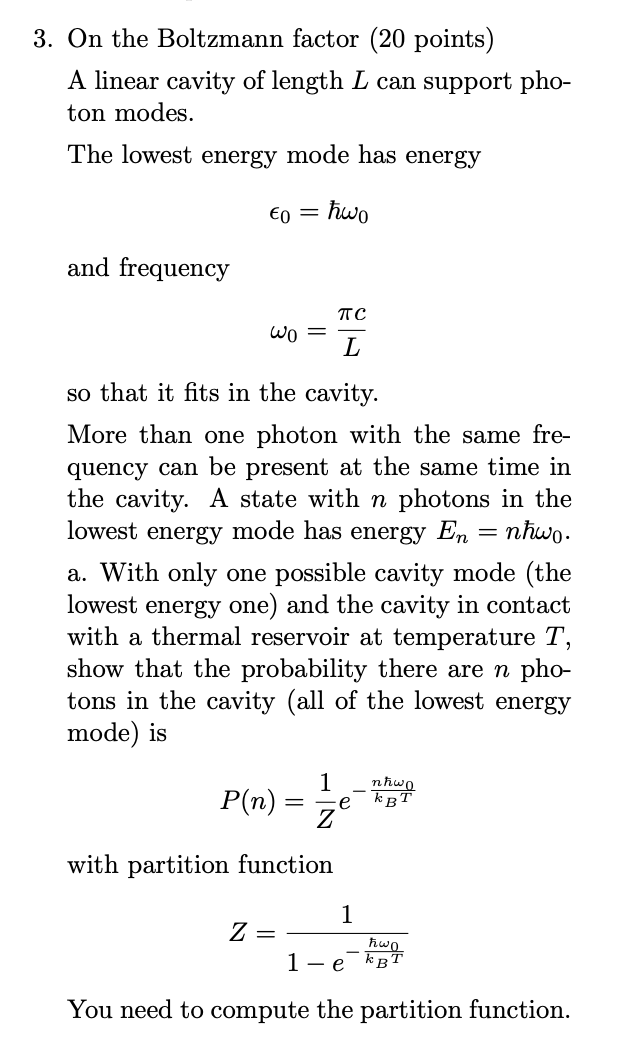 Solved 3. On the Boltzmann factor (20 points) A linear | Chegg.com