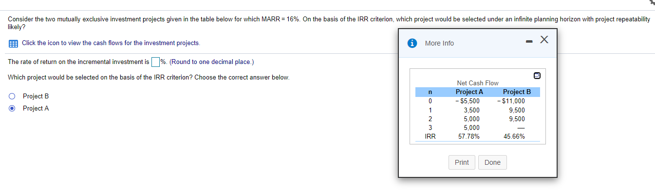 Solved Consider the two mutually exclusive investment | Chegg.com