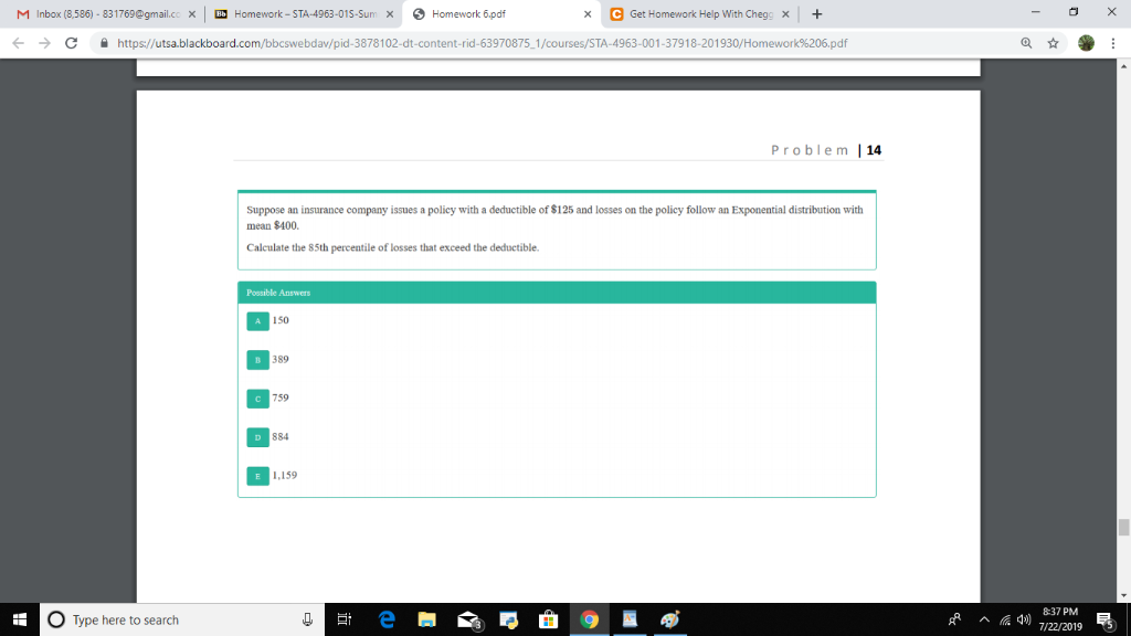 Solved ox M Inbox (8,586) - 831769@gmail.co x B Homework - | Chegg.com