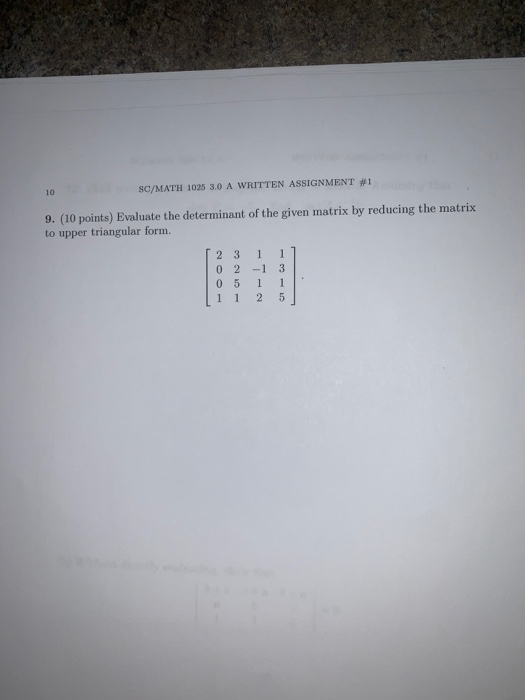Solved SC/MATH 1025 3.0 A WRITTEN ASSIGNMENT #1 10 9. (10 | Chegg.com
