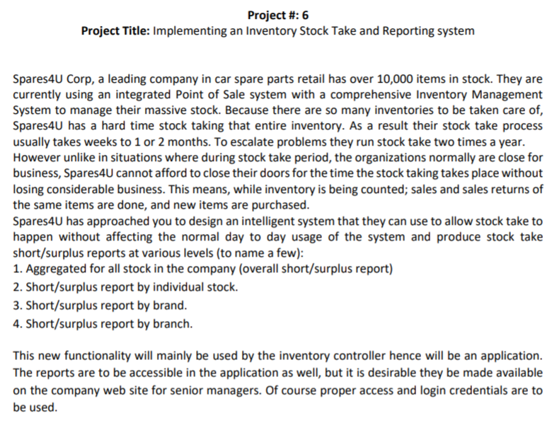Project #: 6 Project Title: Implementing an Inventory | Chegg.com