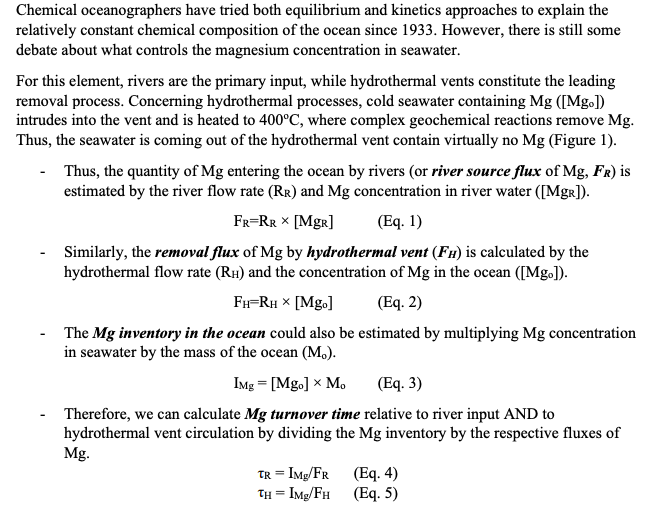 a. Calculate the turnover time of water in the ocean | Chegg.com
