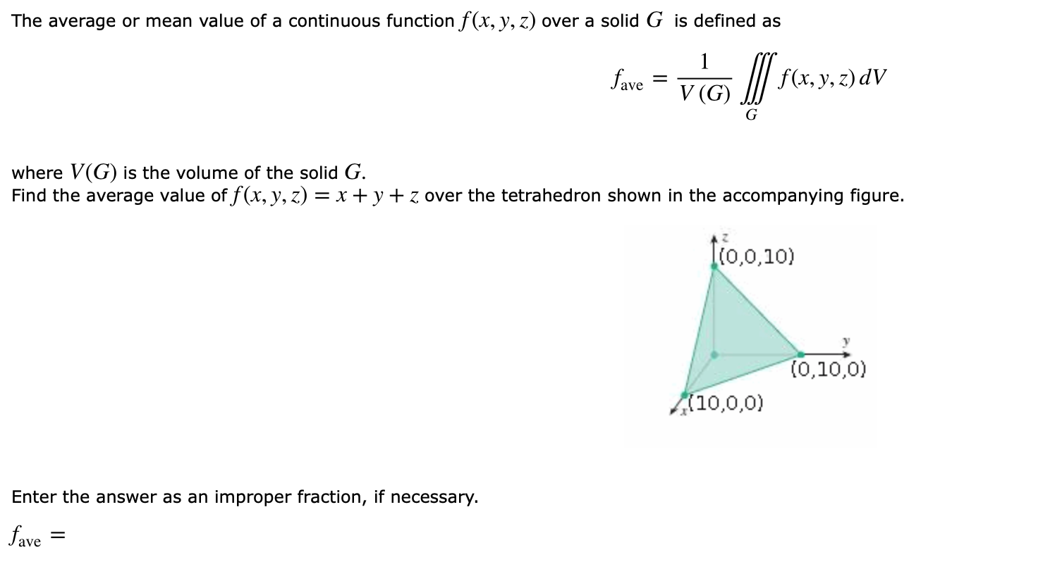 Solved The average or mean value of a continuous function | Chegg.com