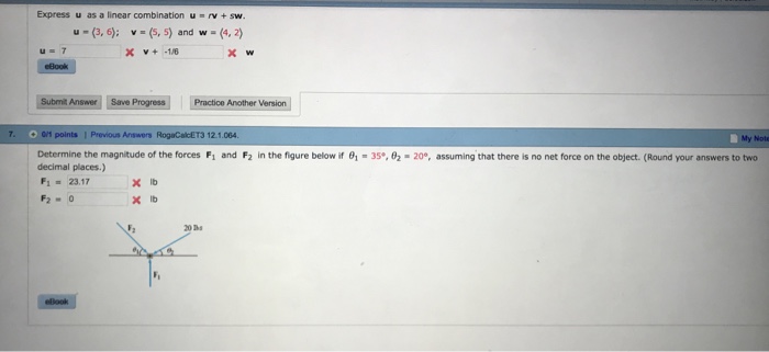Solved Express u as a linear combination u=rv+sw. u-(3, 6): | Chegg.com