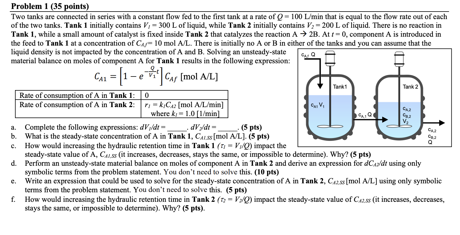 Solved Problem 1 (35 points) Two tanks are connected in | Chegg.com