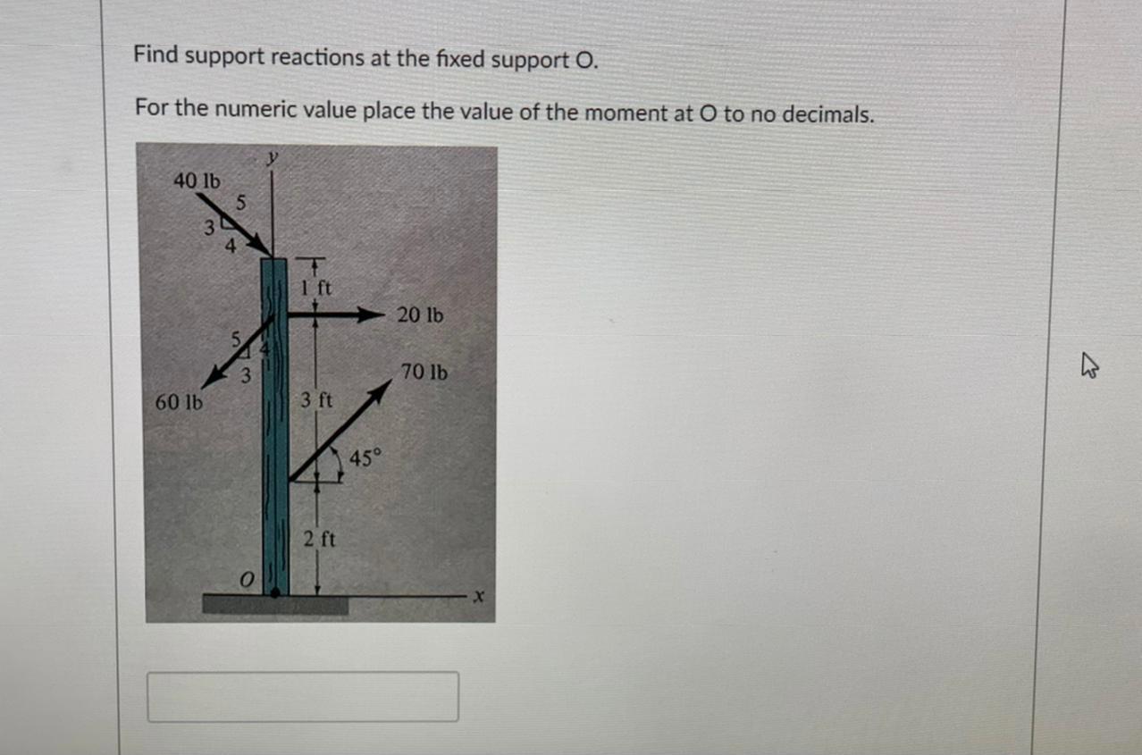 Solved Find support reactions at the fixed support O. For | Chegg.com