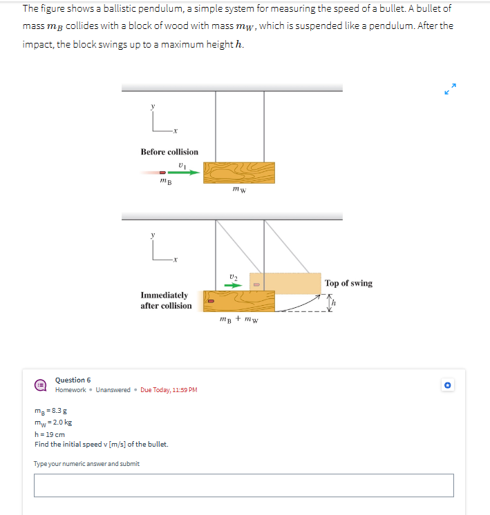 Solved The figure shows a ballistic pendulum, a simple | Chegg.com