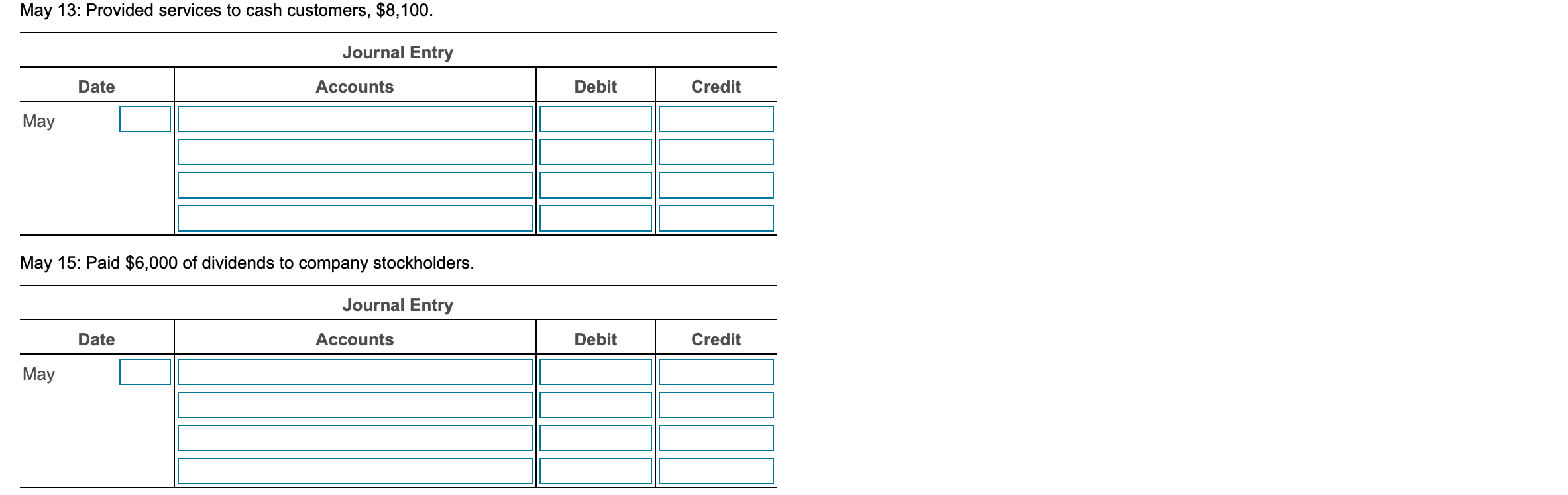 Solved May 6: Provided services to customers on account, | Chegg.com