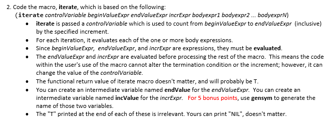 2. Code the macro, iterate, which is based on the | Chegg.com