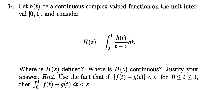 Solved 14. Let h(t) be a continuous complex-valued function | Chegg.com